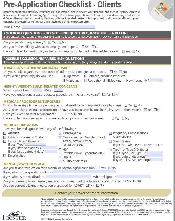 Disability Income – Frontier Brokerage Insurance Services