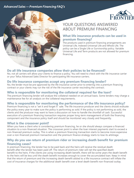 Premium Financing – Frontier Brokerage Insurance Services